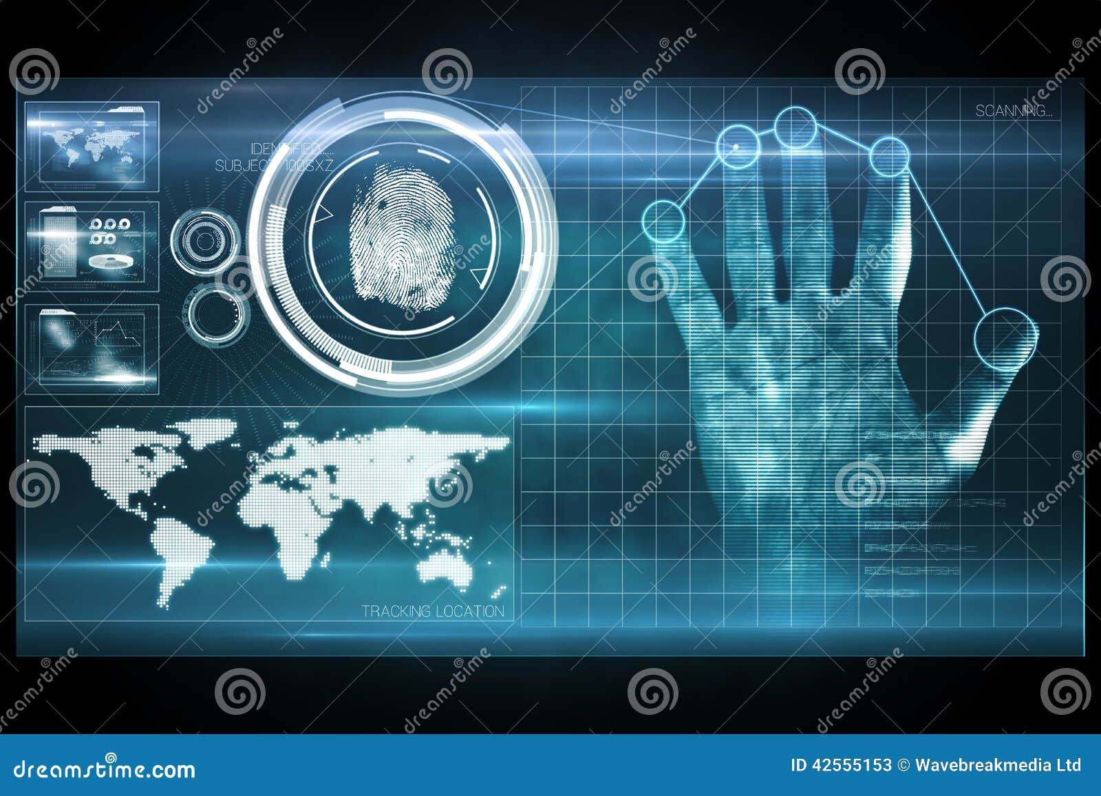Digital Security Hand Print Scan Stock Illustration - Illustration of ...