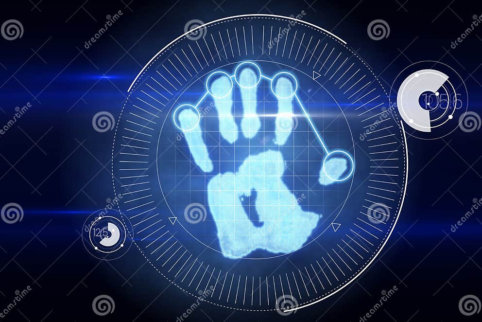 Digital Security Hand Print Scan Stock Illustration - Illustration of ...
