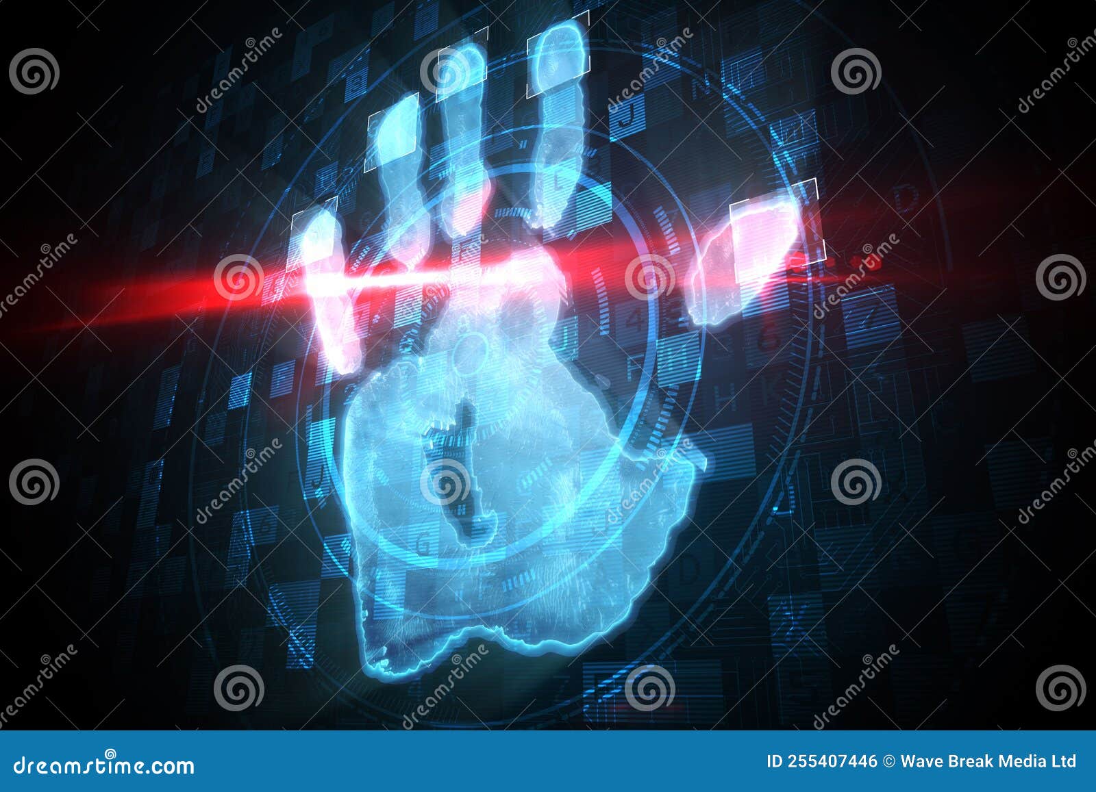 Digital security hand scan stock illustration. Illustration of blue ...