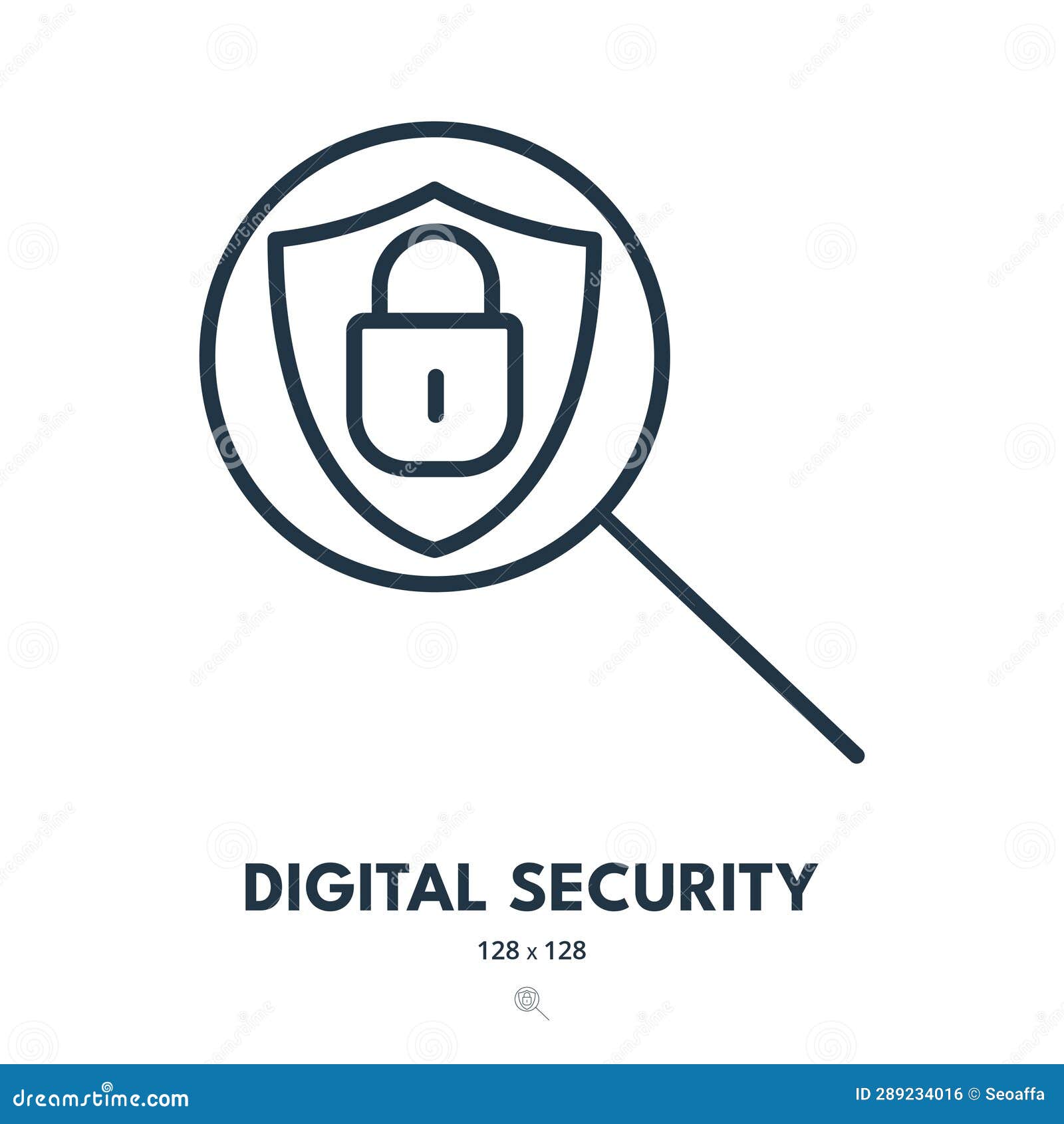 Digital Security Icon. Network, Cyber, Safety. Editable Stroke. Vector ...