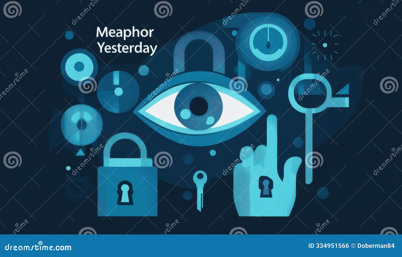 Digital Security Illustration with an Eye, Lock, and Key Elements Set ...