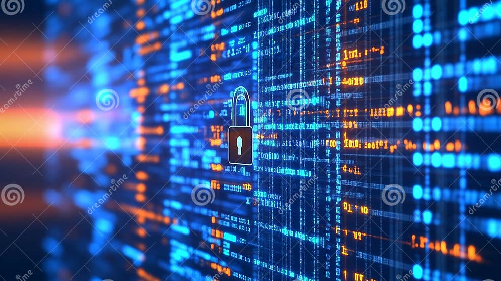 Digital Security Lock and Binary Code Cybersecurity, Data Protection, and Privacy Concept. Stock ...