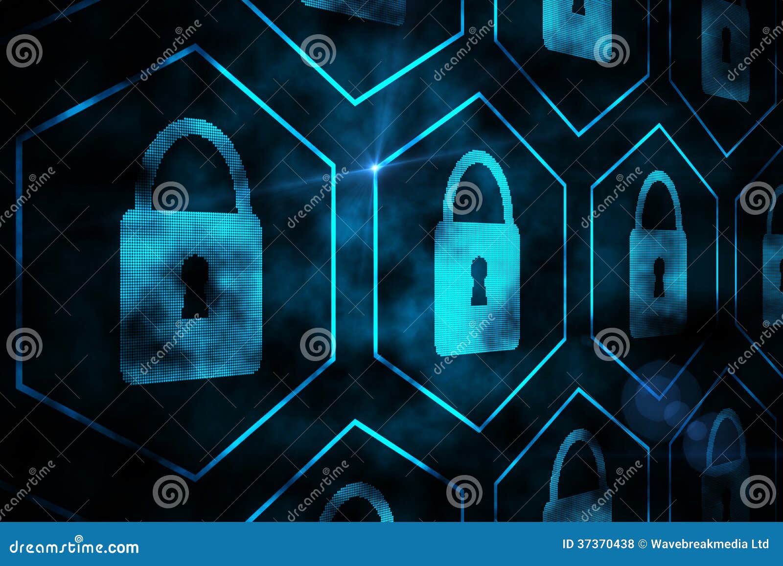 Digital security lock stock illustration. Illustration of blue - 37370438