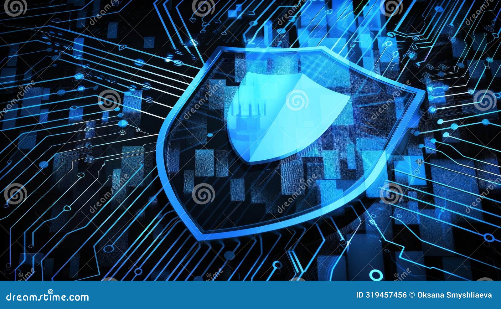 Digital Security Shield on Circuit Background - Cybersecurity Concept ...