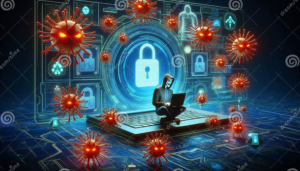 Digital Security Threats and Cyberattack Concepts Stock Illustration ...