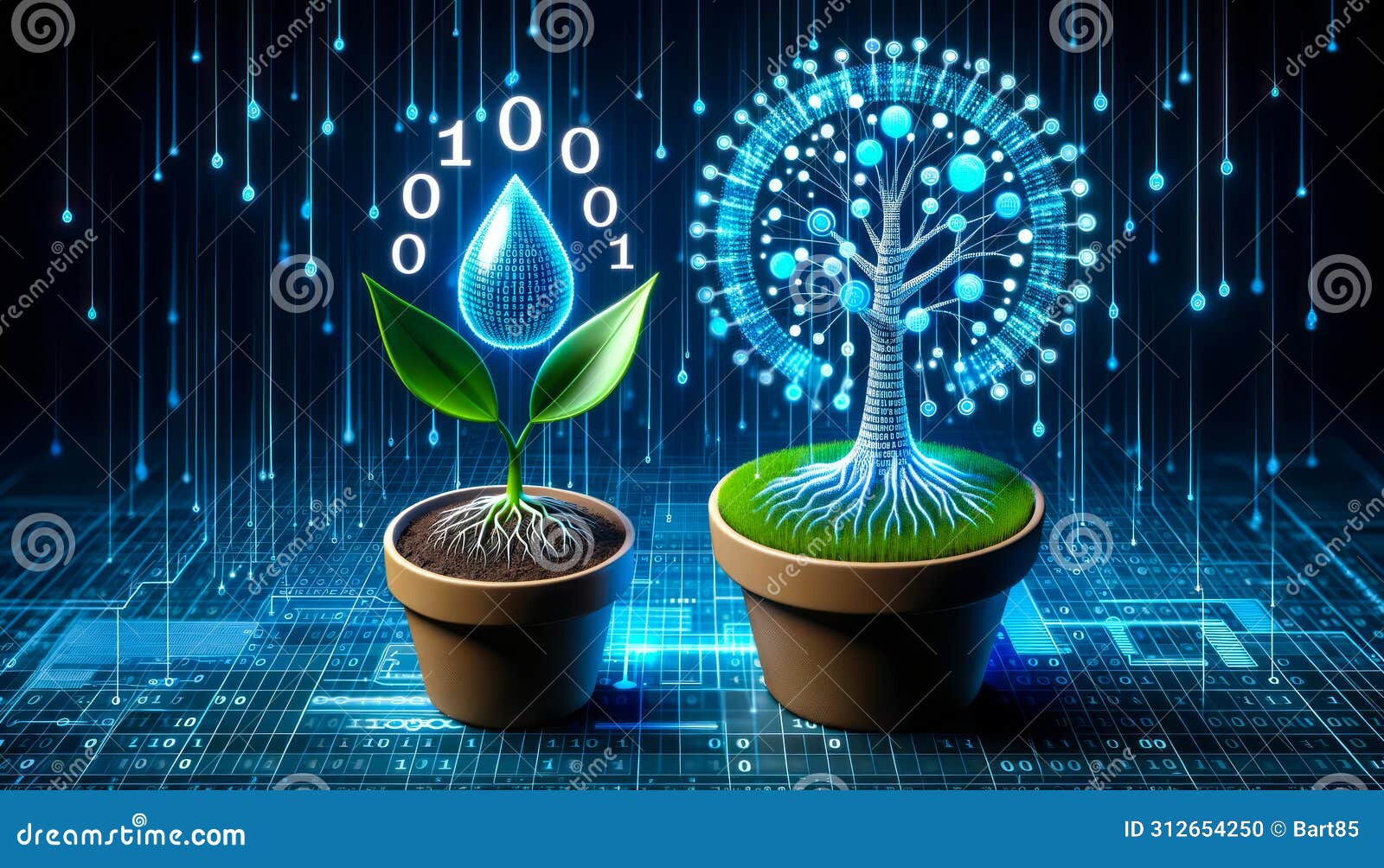 Digital Seed Sprouting in a Pot with Its Growth Stages Shown from ...