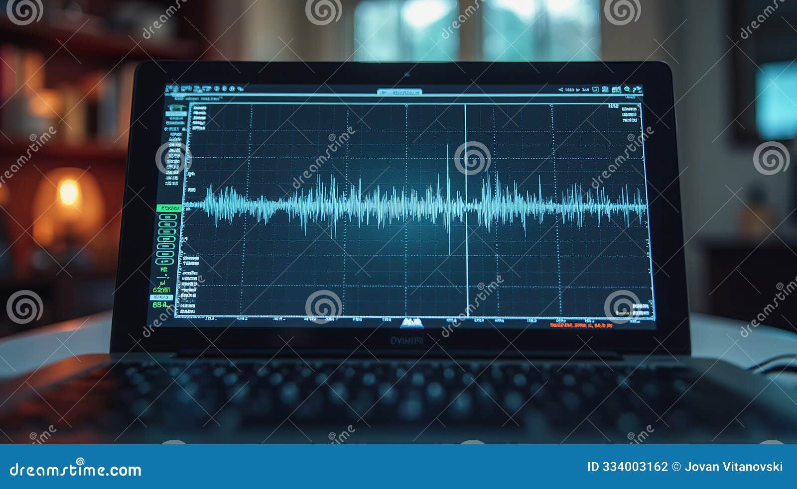 Digital Seismograph Displaying Earthquake Data on Laptop Screen Stock ...