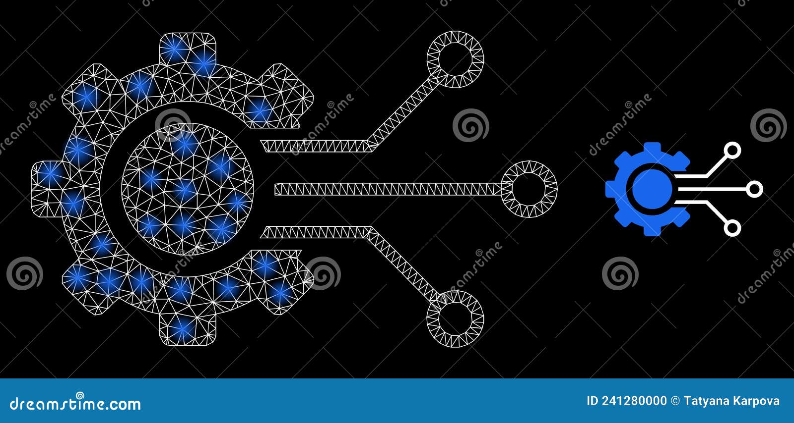 Digital Sensor Cog Icon - Triangulated Mesh with Constellation Nodes ...