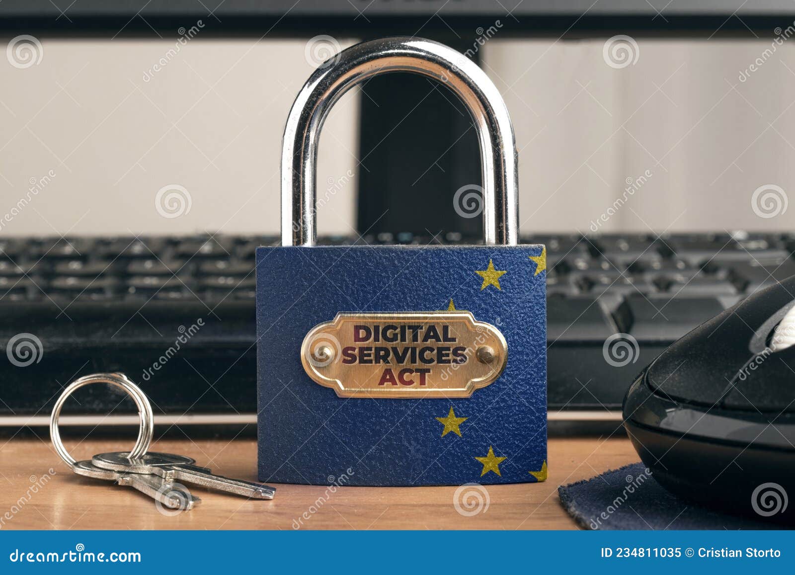 Digital Services Act DSA Concept: Lock with European Union Flag Near To ... Digital Services Act DSA Concept: Lock with European Union Flag Near To ...