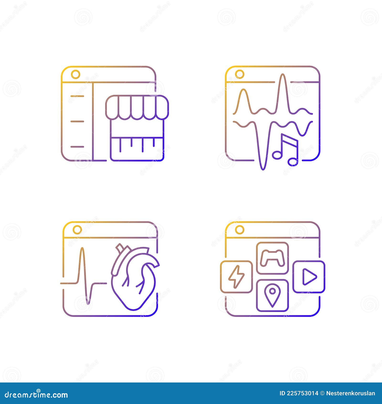 Digital Services Gradient Linear Vector Icons Set Stock Vector ...