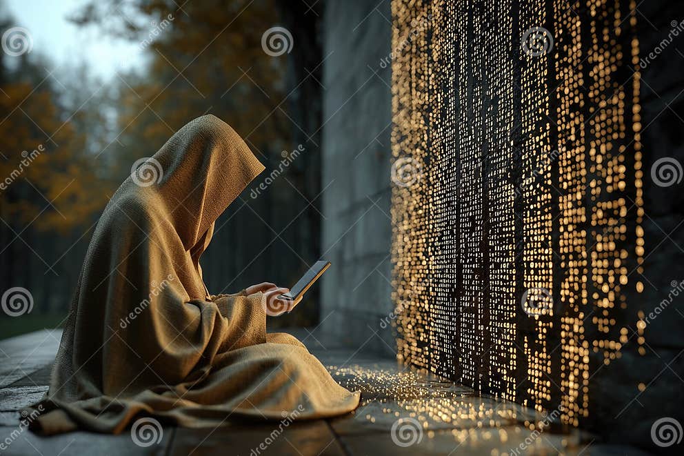 Digital Shadow: Hacker Breaking Binary Code, Incognito in Hoodie ...