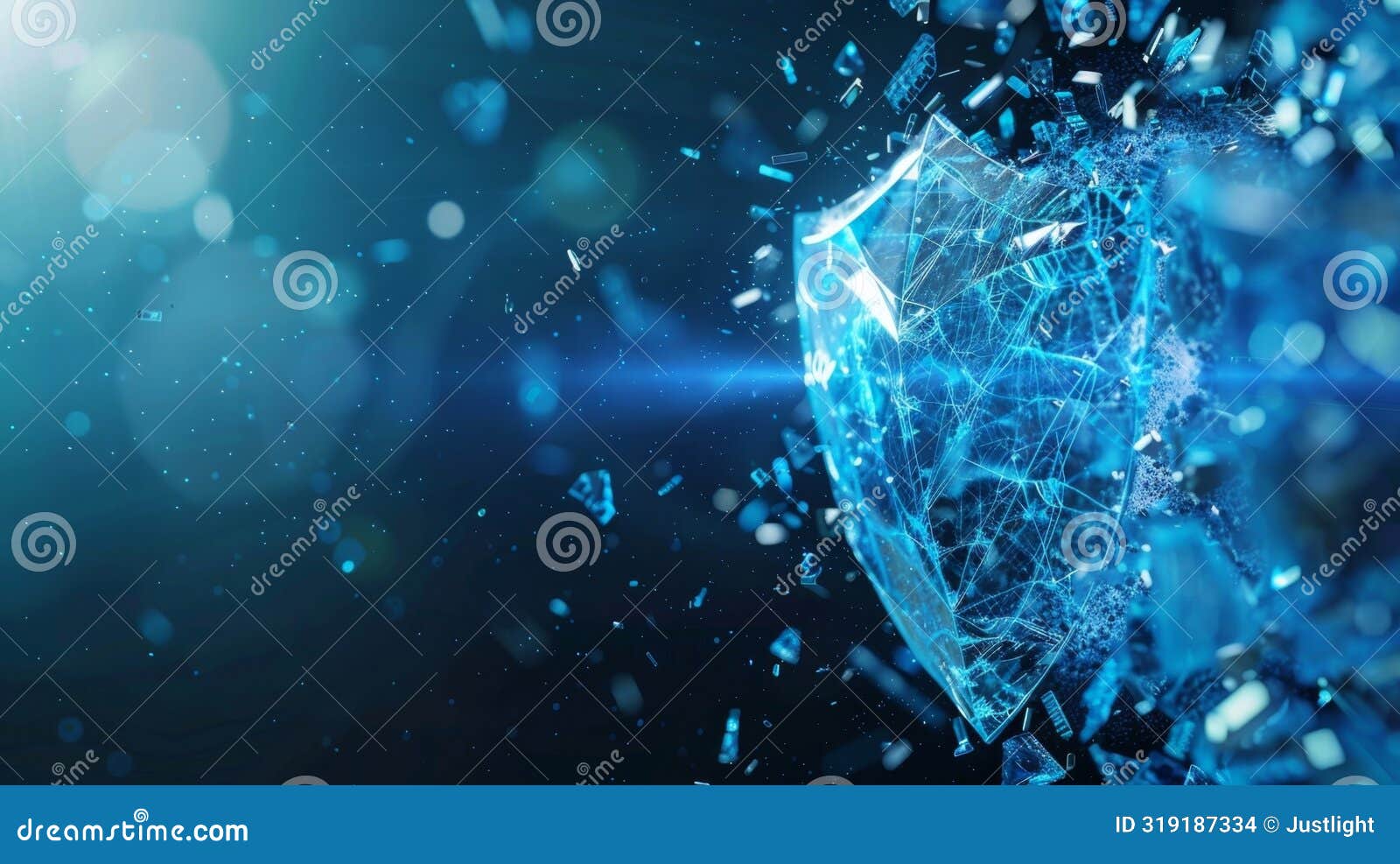 A Digital Shield Being Shattered by a Wave of Quantum Particles ...