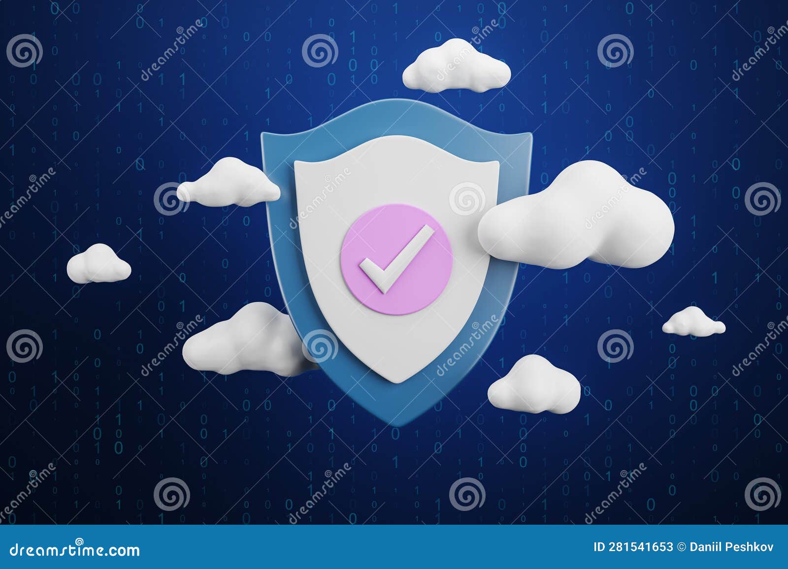 Digital Shield with Clouds on Dark Background. Secure Online Payment ...