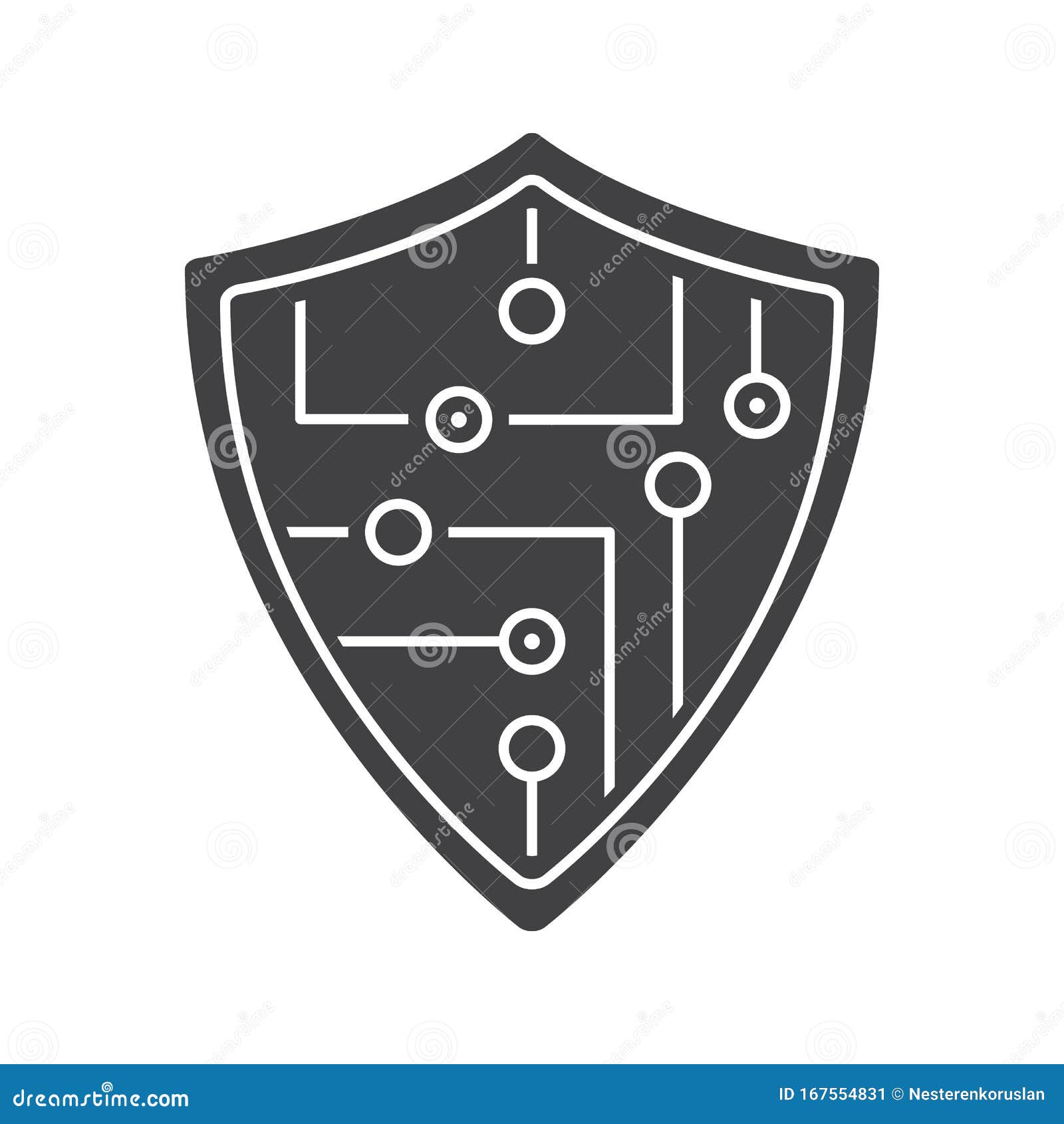 Digital shield glyph icon stock vector. Illustration of firewall ...