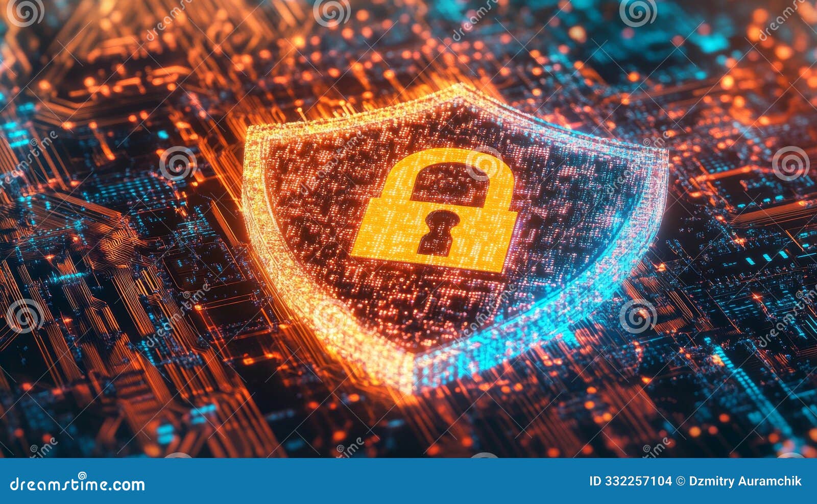 Digital Shield Lock Concept, Cyber Security Concept, Internet Security ...