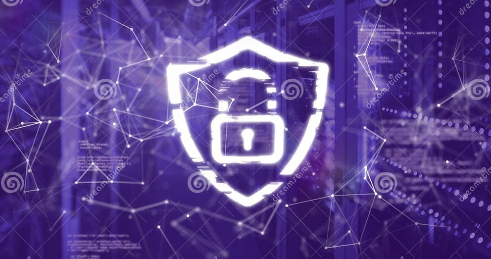 Digital Shield and Network Connections Image Over Data Servers Stock ...