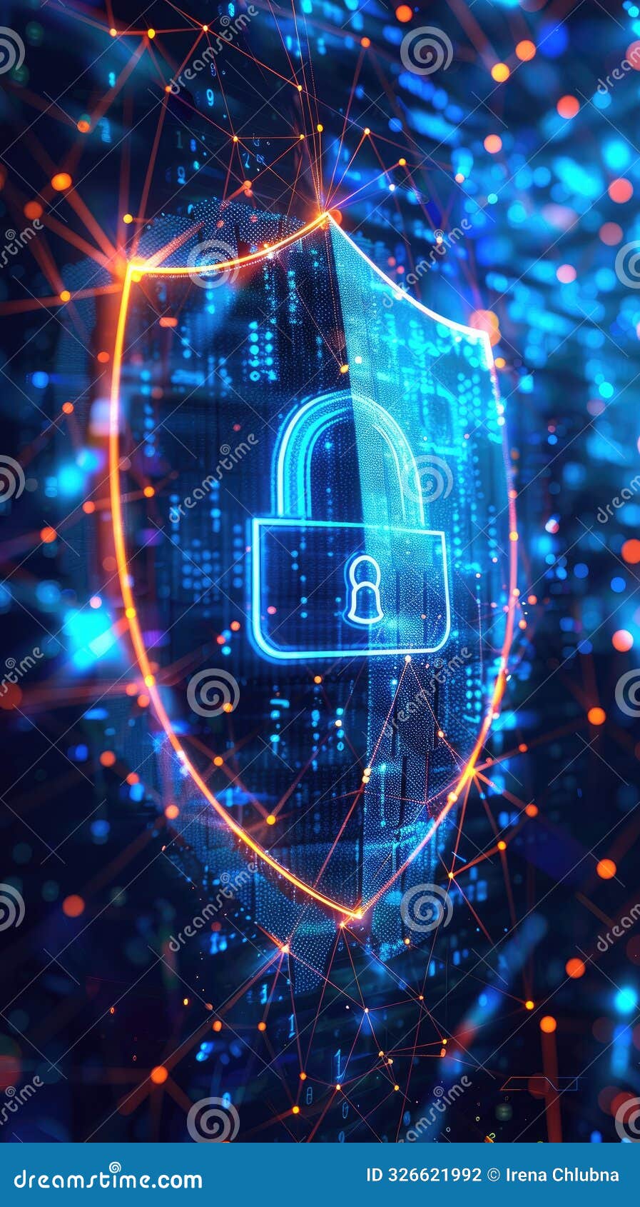 Digital Shield with Padlock and Data Lines Representing Advanced ...