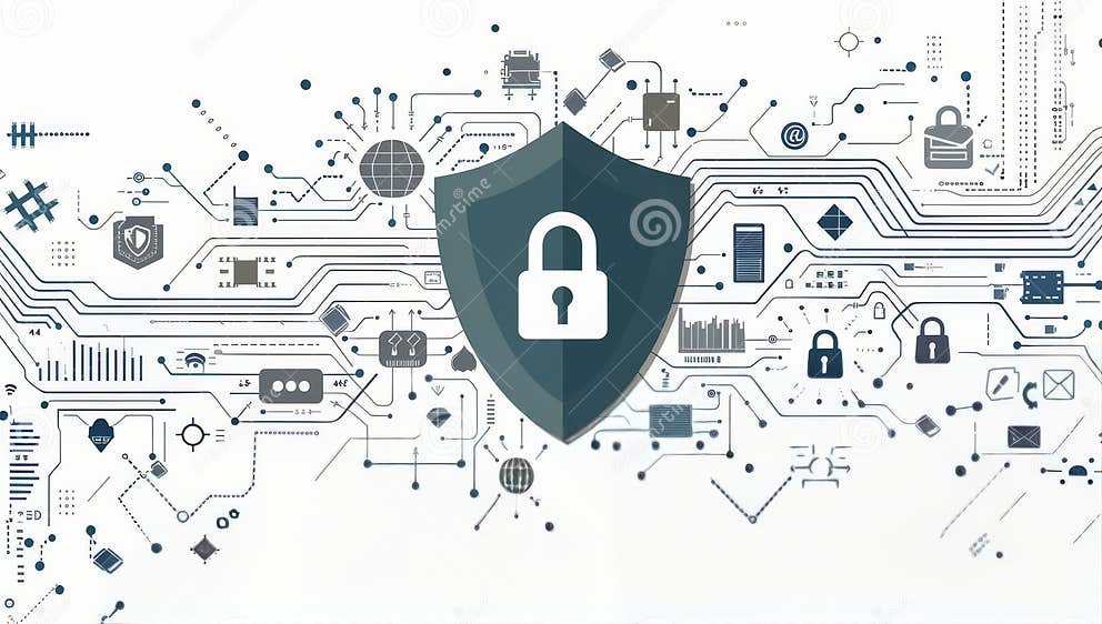 Digital Shield Protecting Data and Information on Circuit Board Stock ...