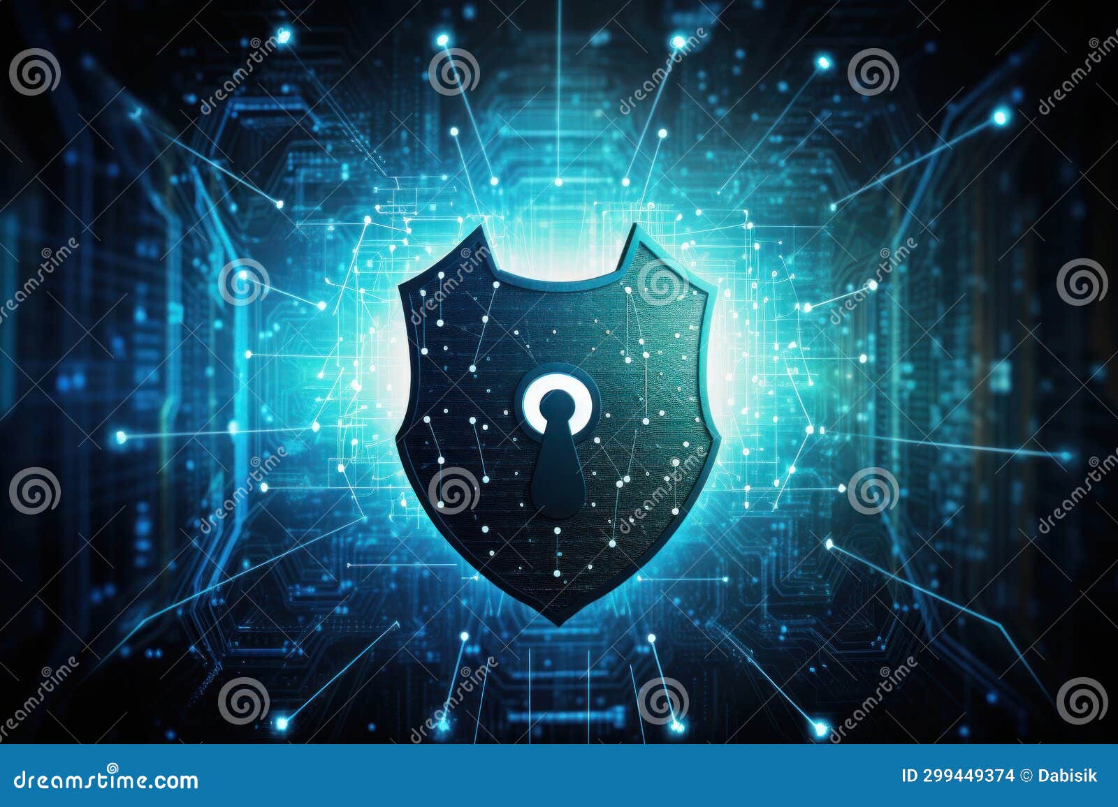 Digital Shield on Technology Background. Stock Photo - Image of ...