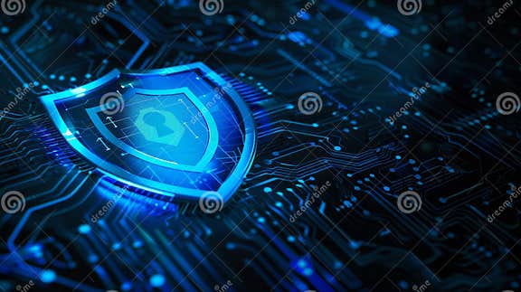 A Digital Shield on a Technology Background, Symbolizing Cyber Security ...