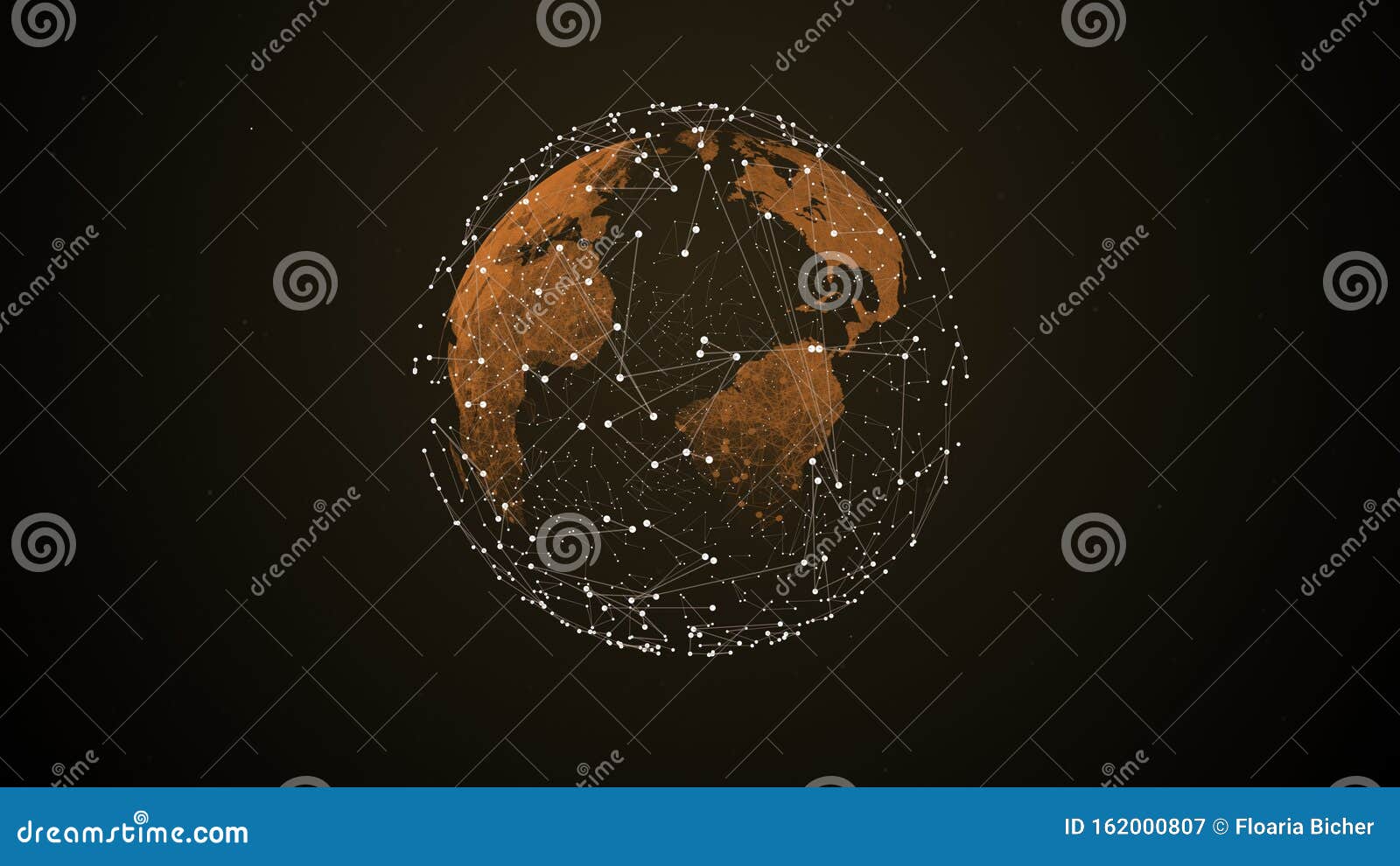 Digital Shining Globe Rotating with Glowing Particles Connections ...
