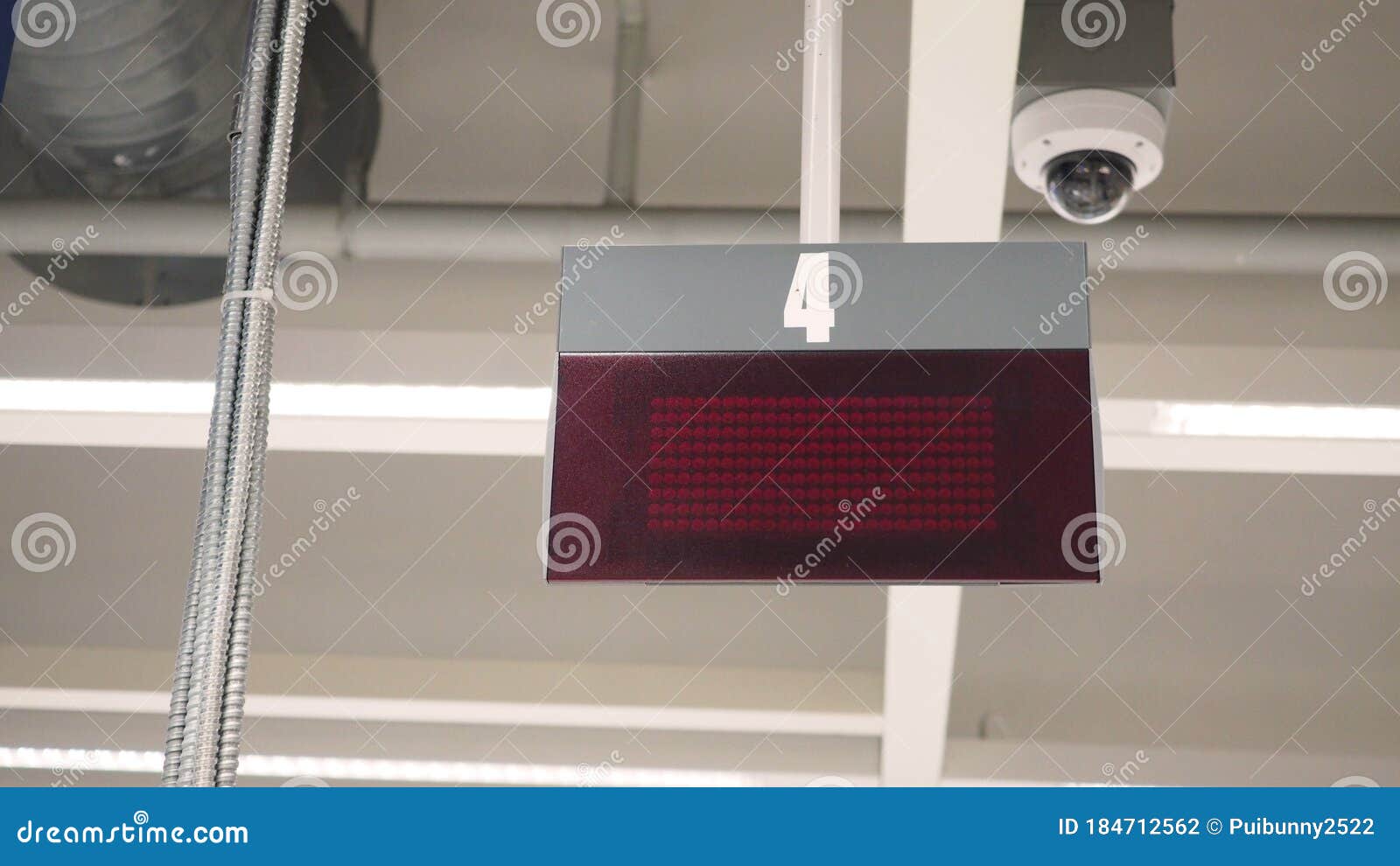 Digital Sign for Queue Counter. Display Board System in LED Light Stock ...