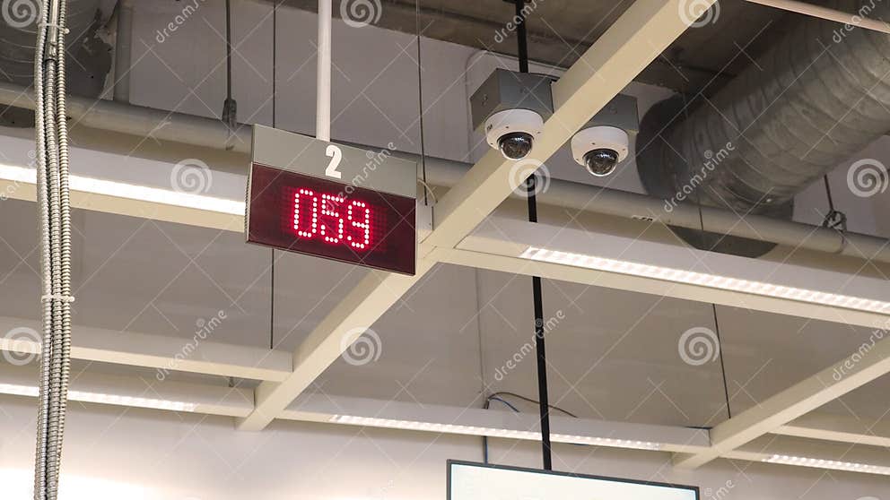 Digital Sign for Queue Counter. Display Board System in LED Light Stock ...