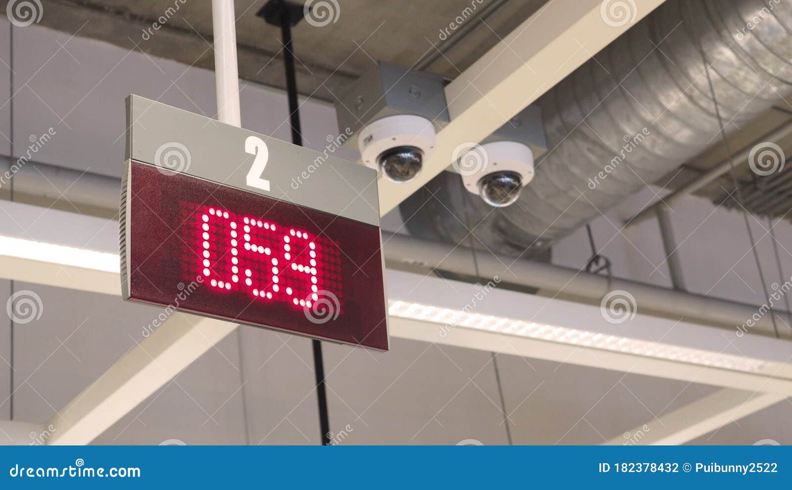 Digital Sign for Queue Counter. Display Board System in LED Light Stock ...