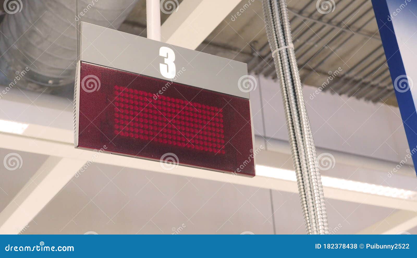 Digital Sign for Queue Counter. Display Board System in LED Light Stock ...