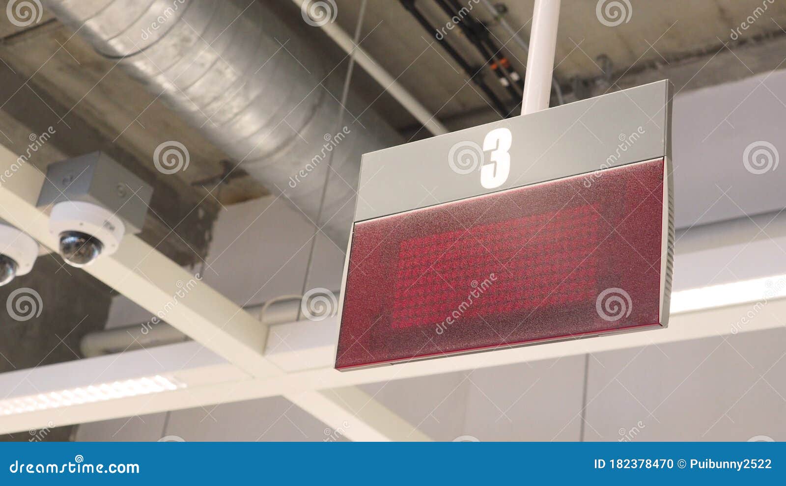 Digital Sign for Queue Counter. Display Board System in LED Light Stock ...