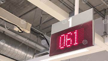 Digital Sign for Queue Counter. Display Board System in LED Light Stock ...