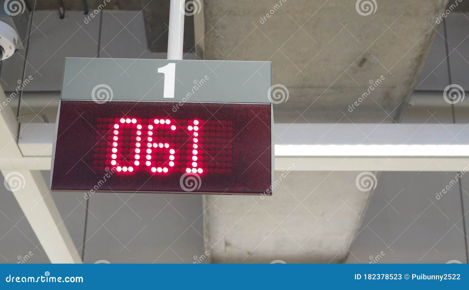 Digital Sign for Queue Counter. Display Board System in LED Light Stock ...