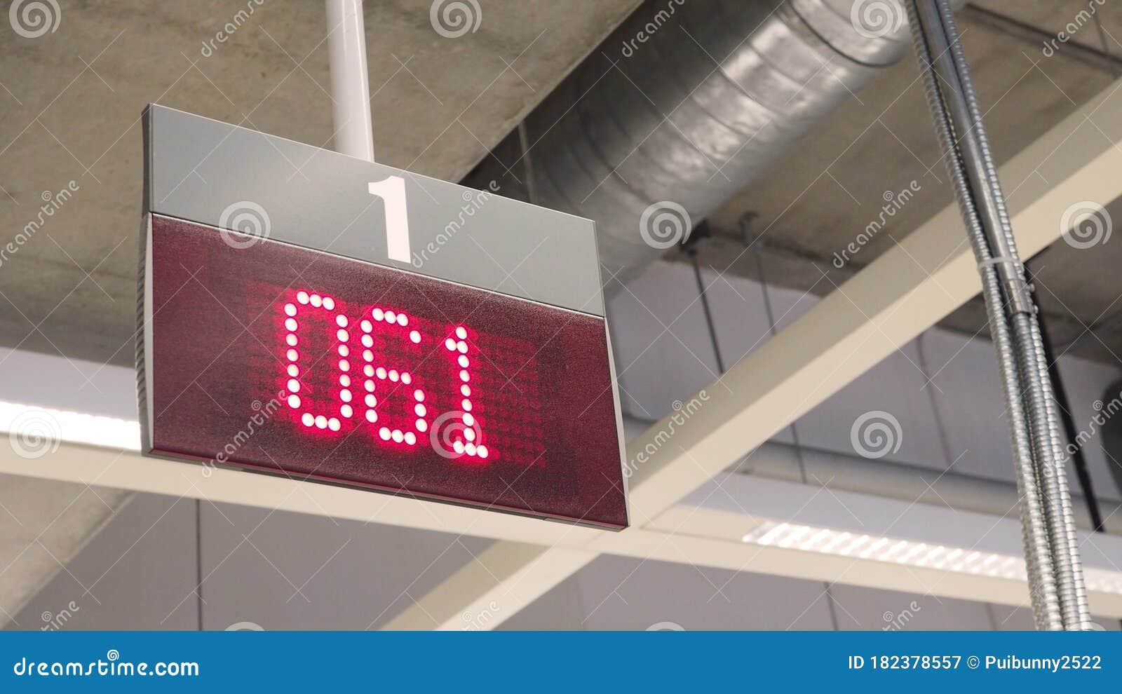 Digital Sign for Queue Counter. Display Board System in LED Light Stock ...
