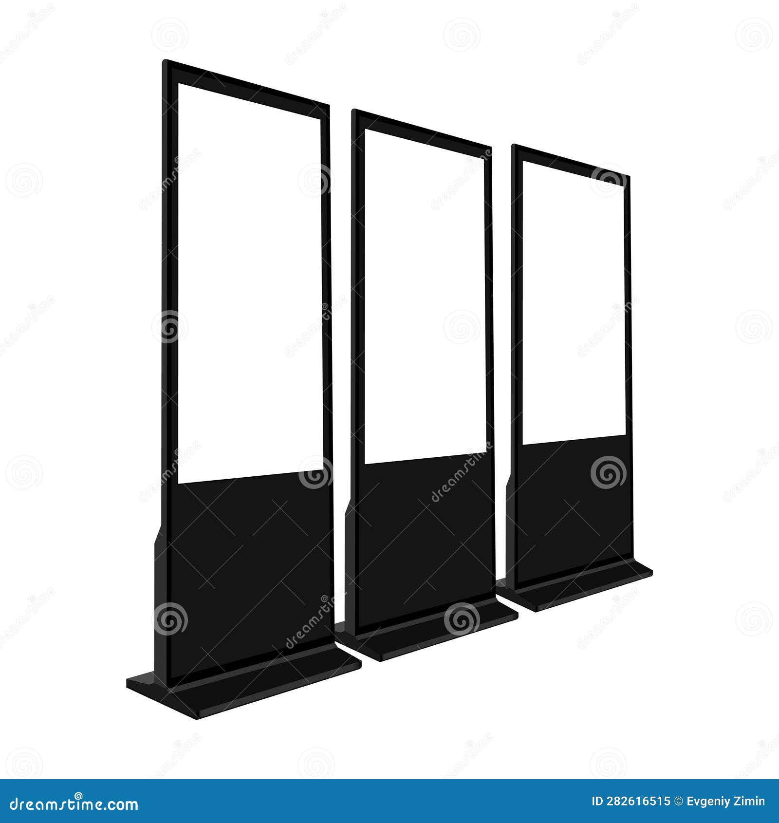 Black Digital Signages with Blank Screens, Side Perspective View. Stock ...