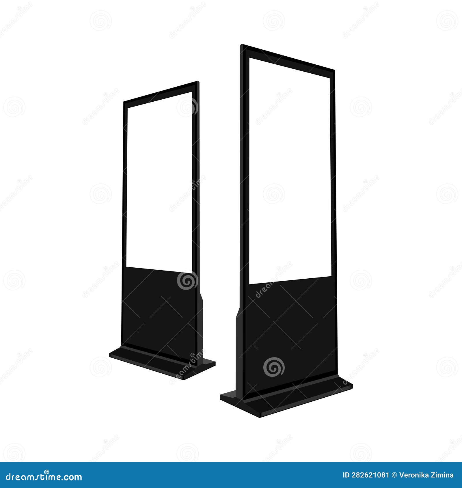 Digital Signage with Blank Screen, Side View, Isolated on White ...