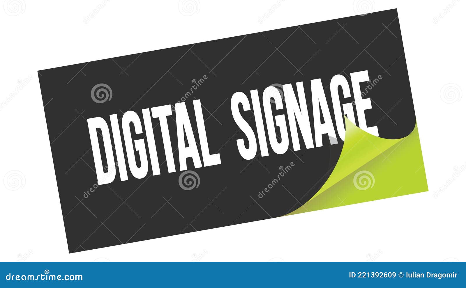 DIGITAL SIGNAGE Text on Black Green Sticker Stamp Stock Image - Image ...