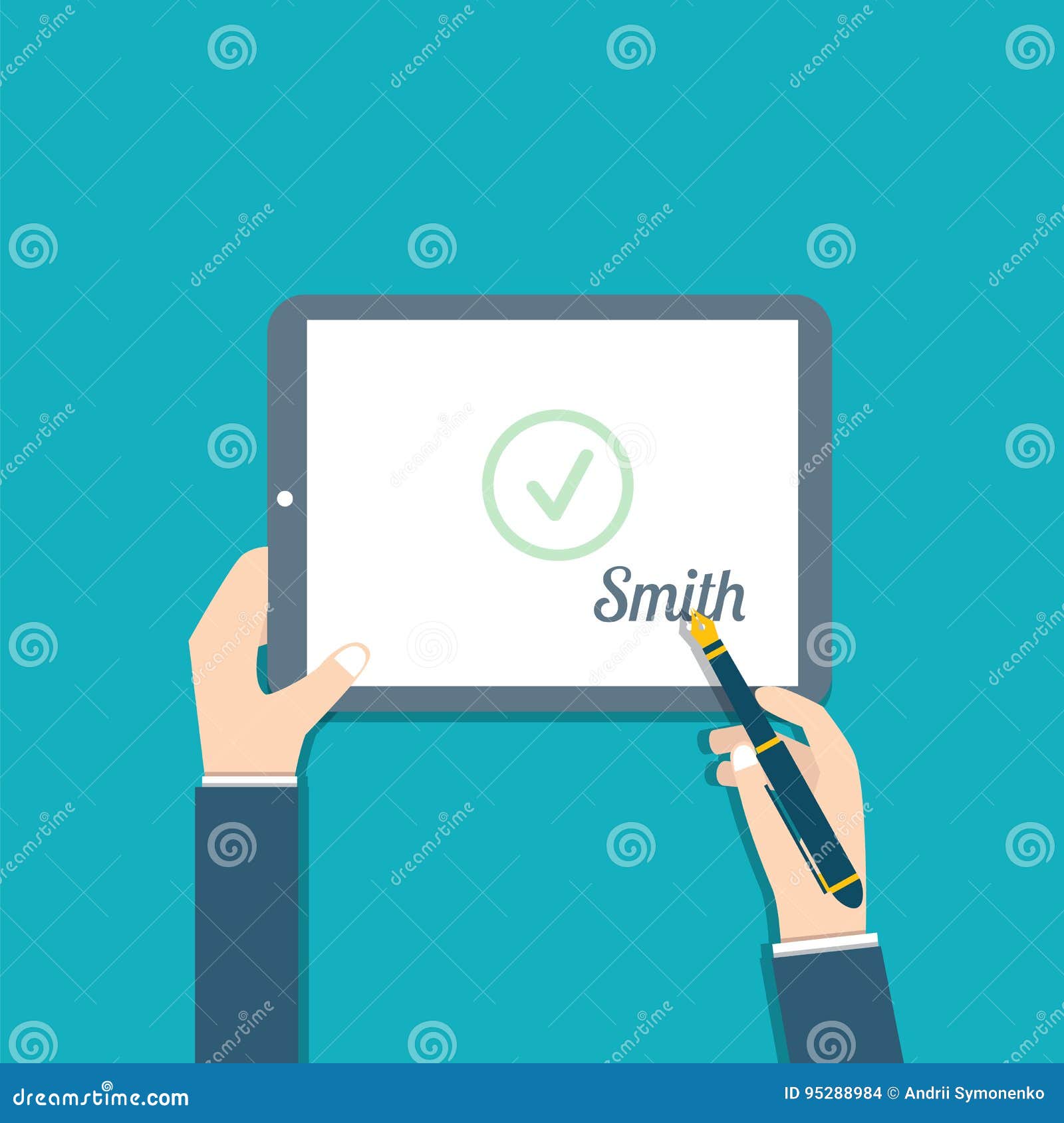 Digital Signature Concept. Vector Illustration Stock Vector ...