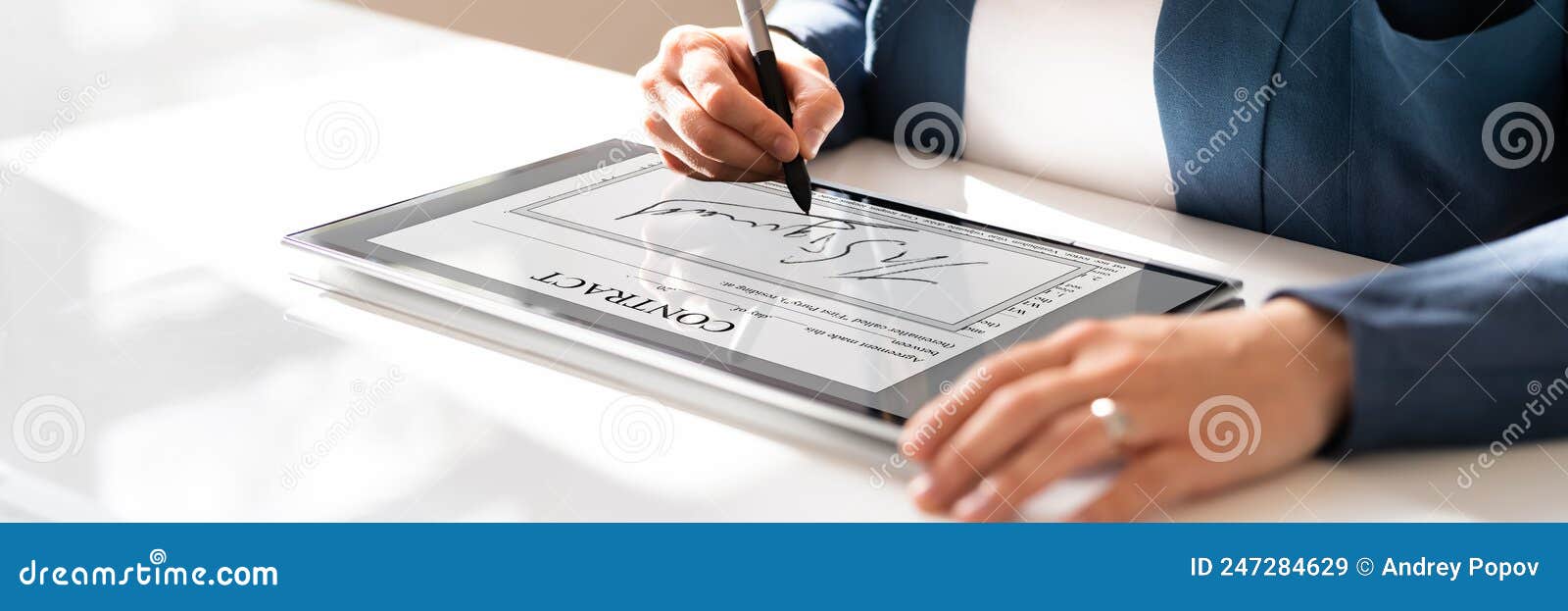 Digital Signature on Contract Document Online Stock Image - Image of ...