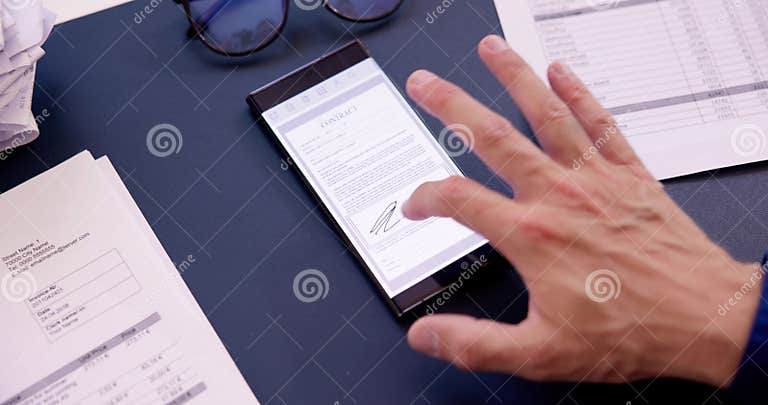 Digital Signature on Contract Document Online Stock Image - Image of ...