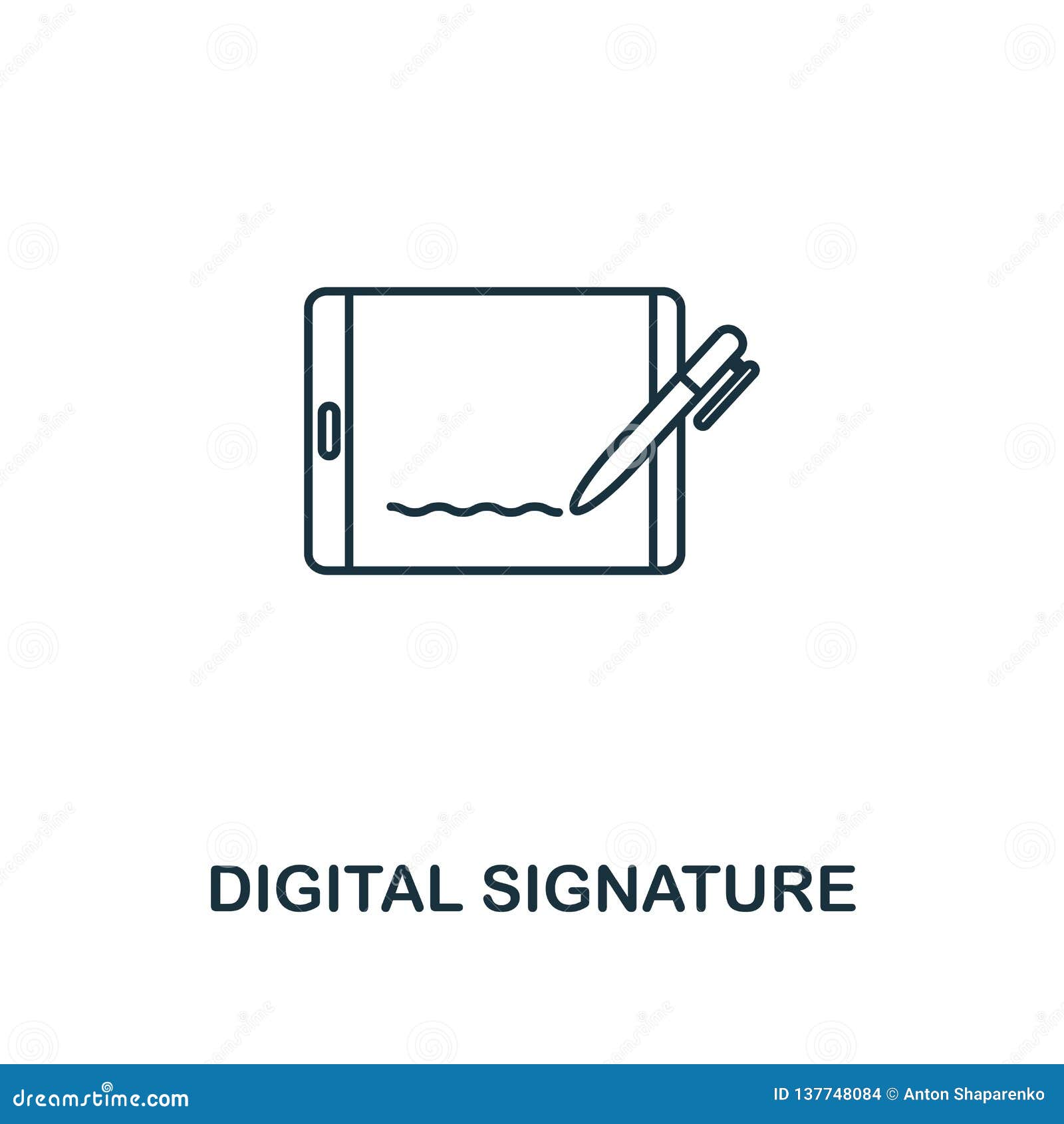 Digital Signature Outline Icon Thin Line Style Design From Blockchain