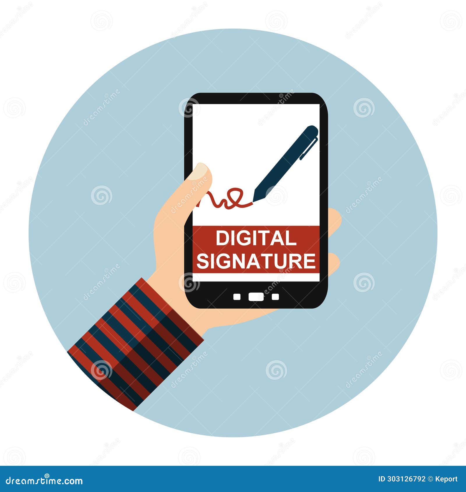 Digital Signature with Smartphone - Flat Design Button Stock ...