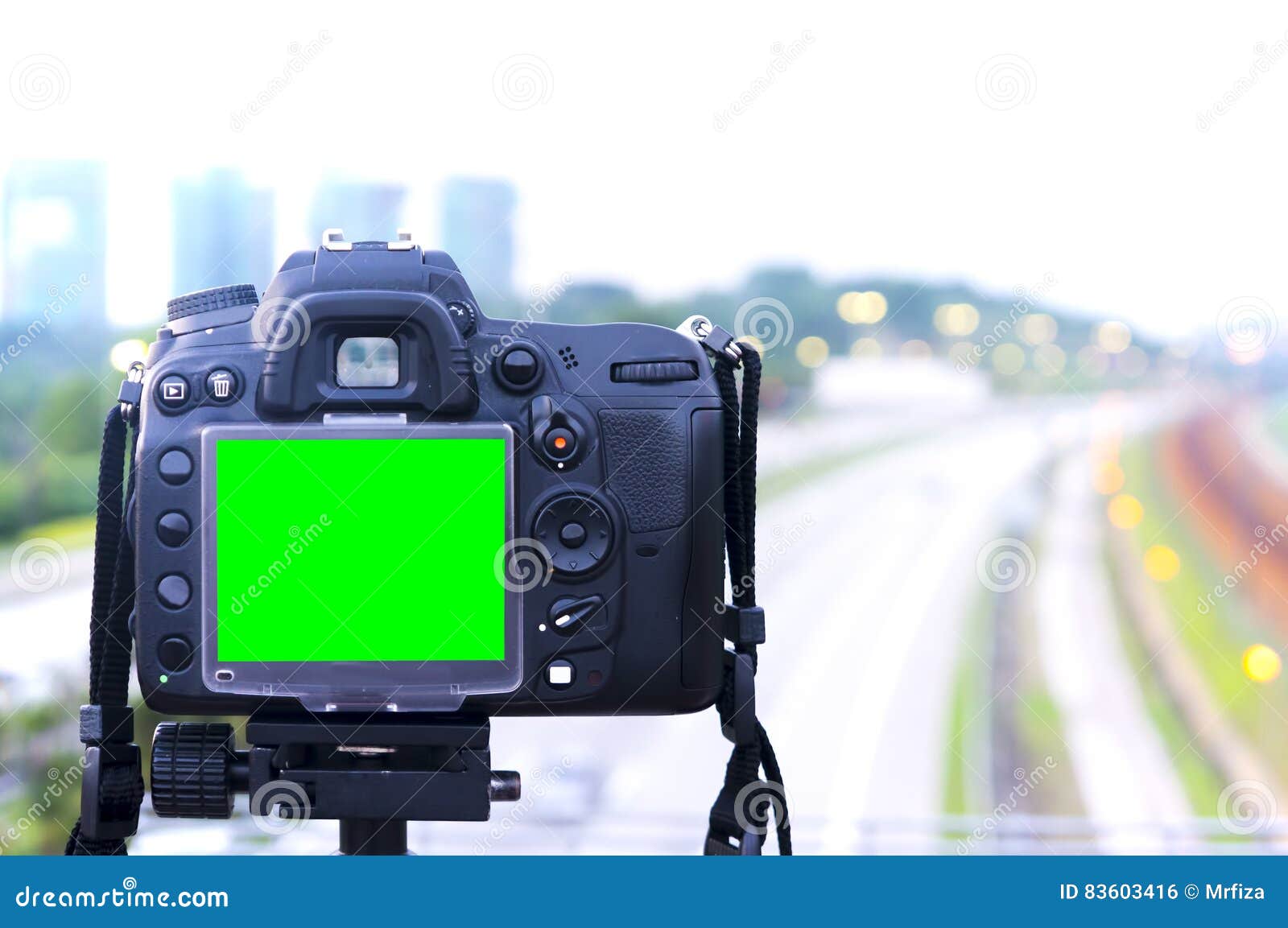 Digital Single-lens Reflex Camera with Green Screen Stock Photo - Image ...