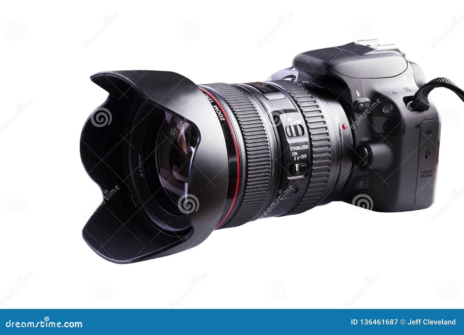 Digital Single-Lense Reflex Camera with Zoom Lens Stock Image - Image ...