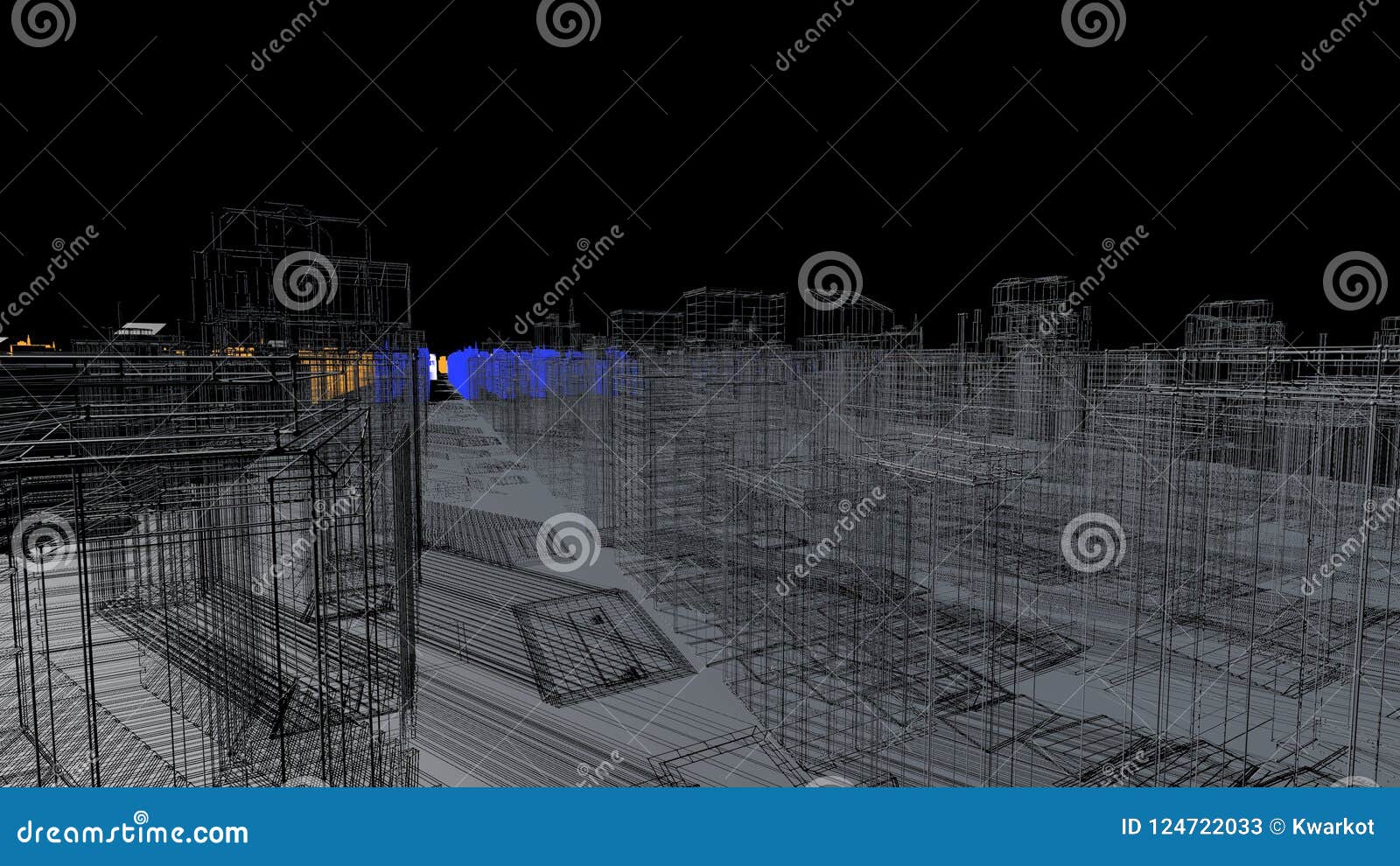 Digital Skyscrapers with Wire Texture. Stock Illustration ...
