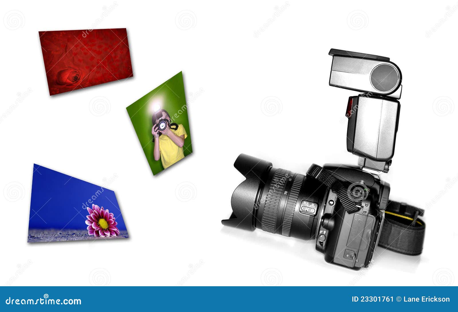 Digital SLR Camera with Flash Stock Image - Image of industry, artist ...