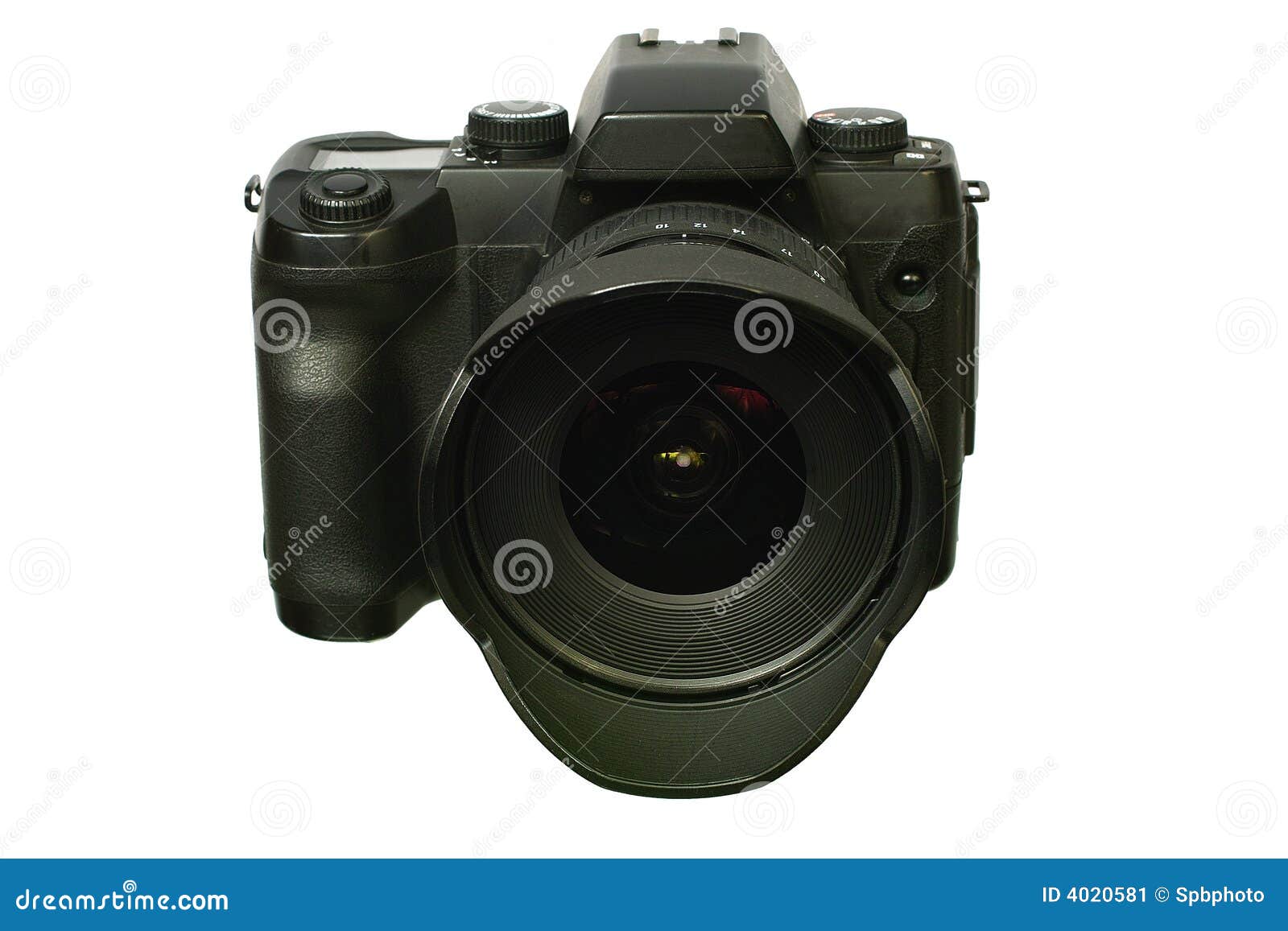 Digital SLR Camera Front View. Stock Image - Image of black, focus: 4020581