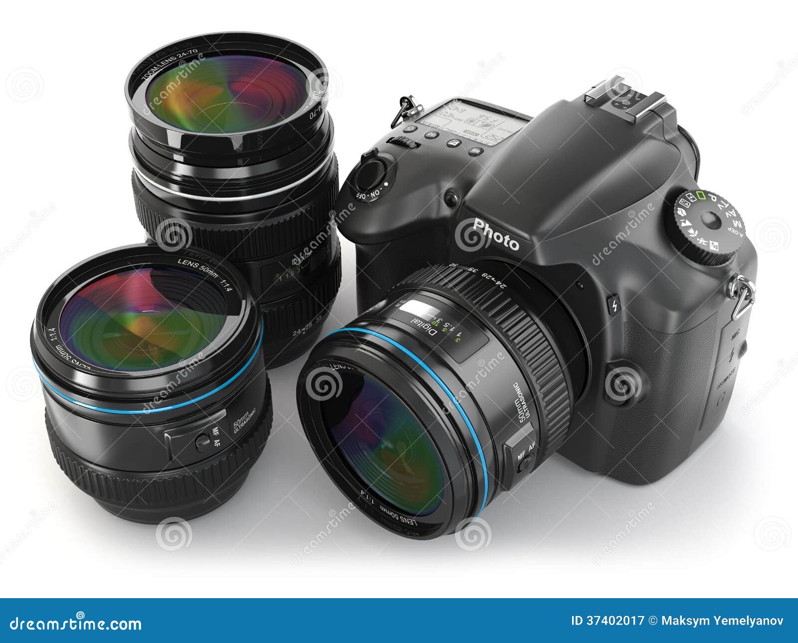 Digital Slr Camera with Lens. Photography Equipment Stock Illustration ...