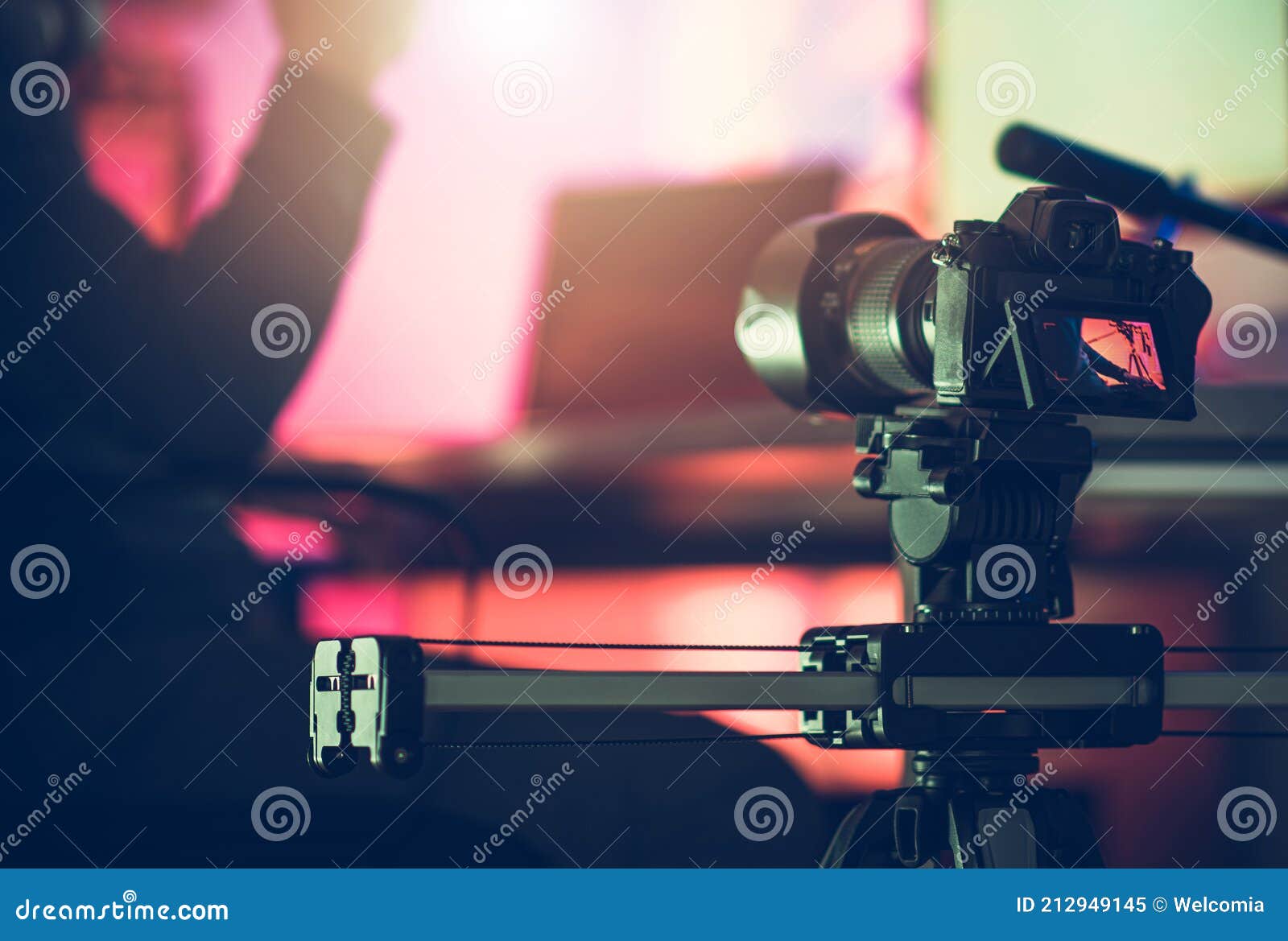 Digital SLR Video Camera Moving on a Slider Stock Image - Image of ...