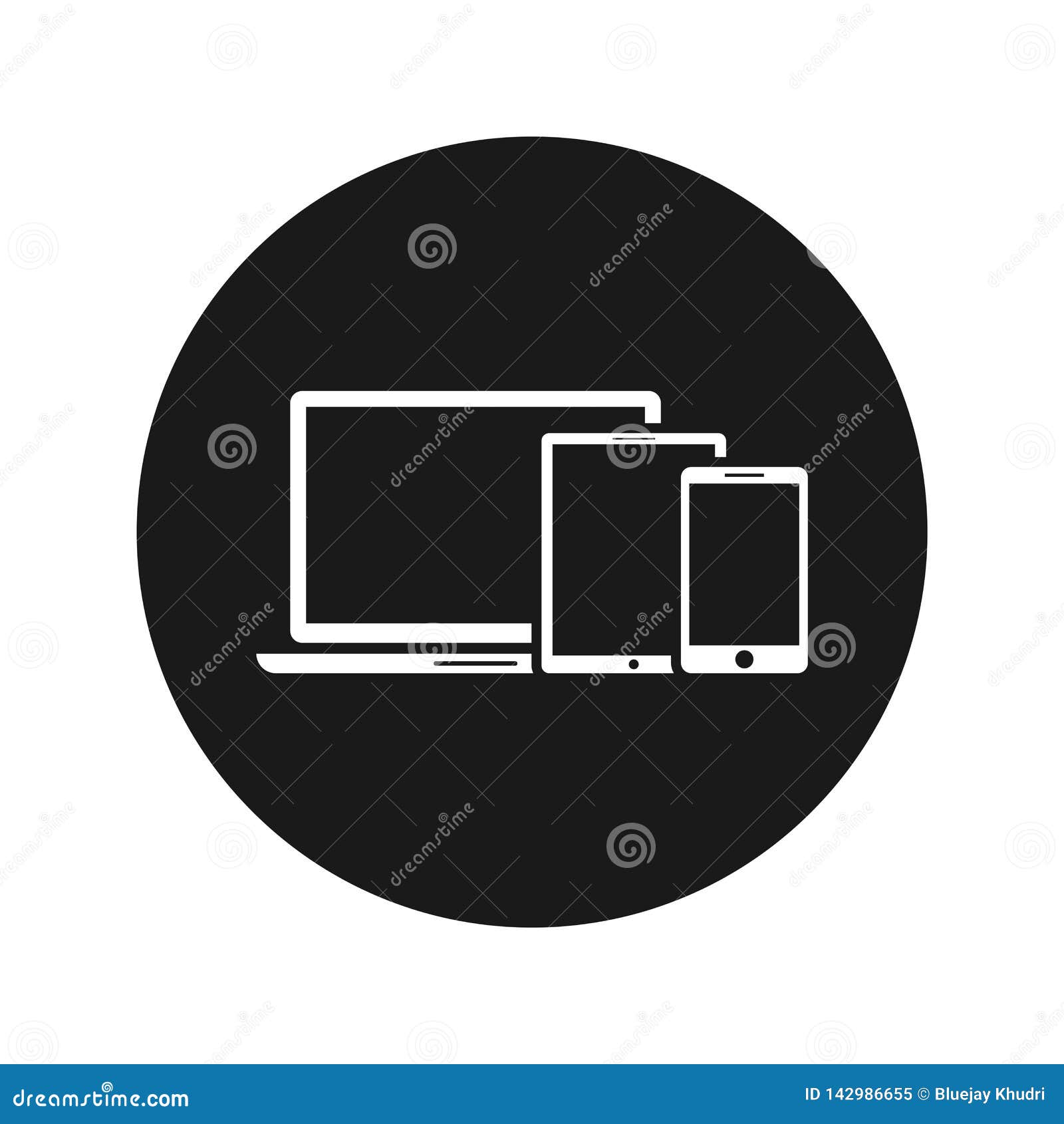 Digital Smart Devices Icon Flat Black Round Button Vector Illustration ...