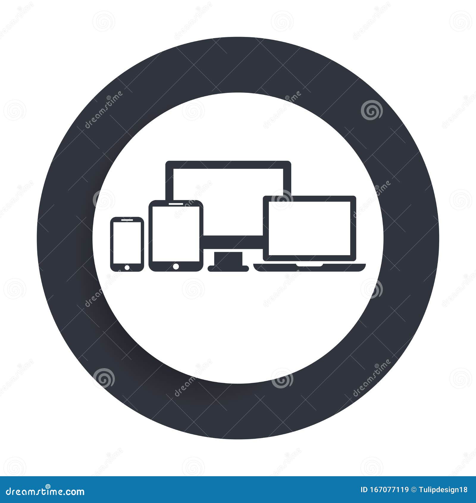 Digital Smart Devices Icon Flat Vector Round Button Clean Black and ...